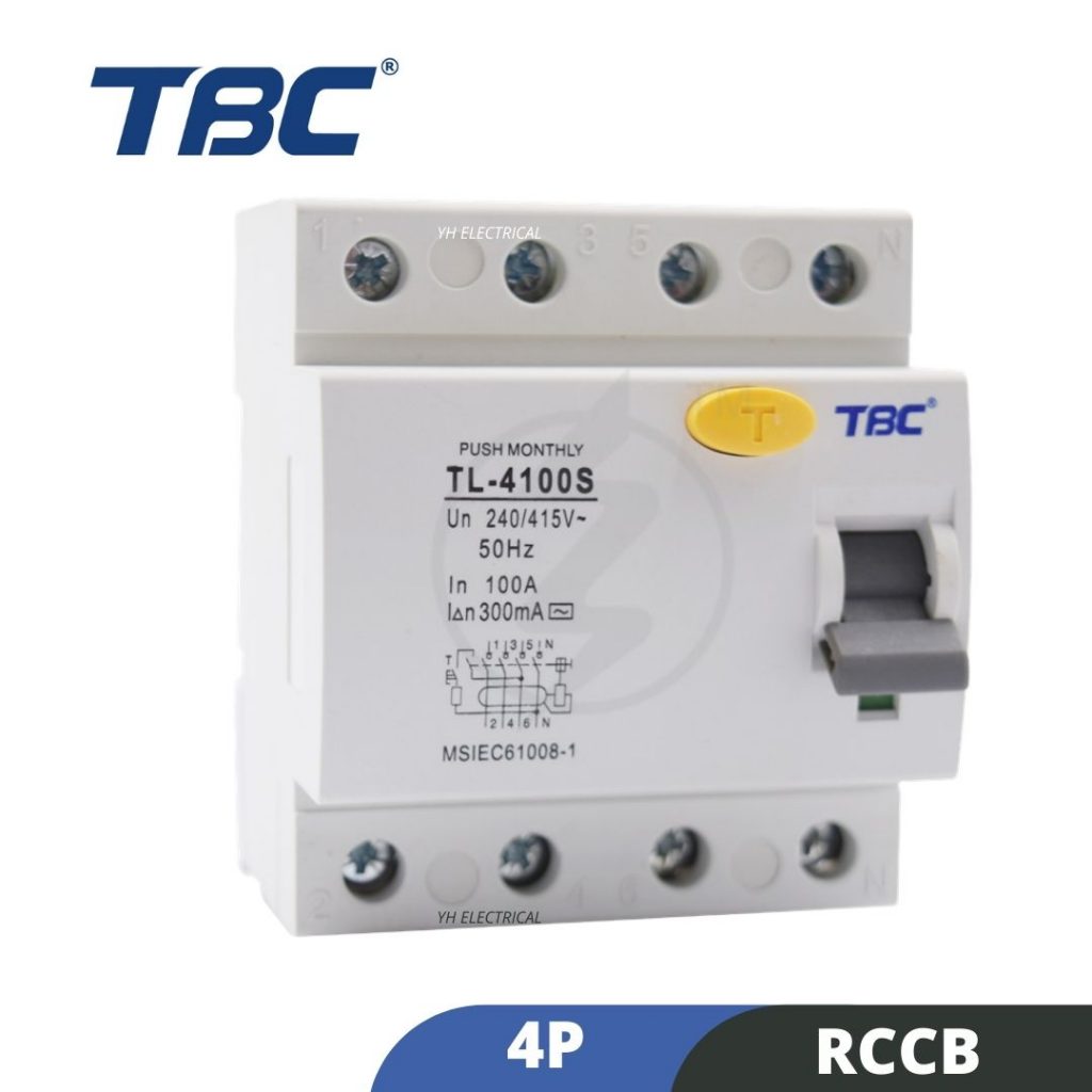 TBC 40A / 63A / 100A 4 Pole 30mA/ 100mA/ 300mA ELCB / RCCB , SIRIM ...