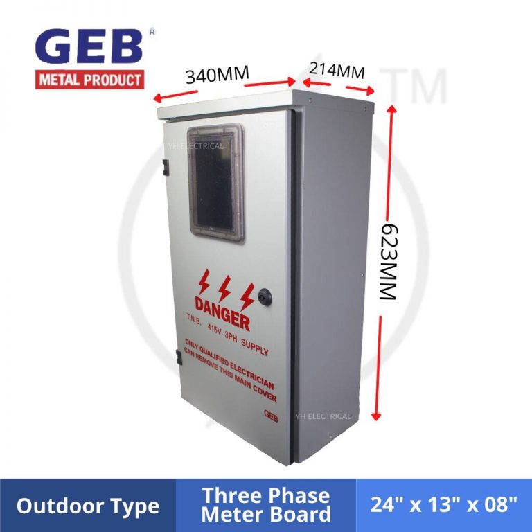 GEB Three Phase 3phase Outdoor KWH Meter Box (Metal) 24” x 13” x 08 ...